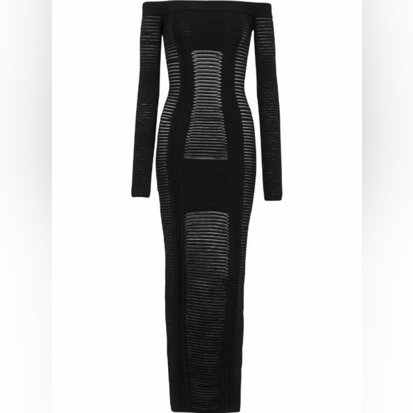 Balmain | Dresses | Balmain Sheerpanel Knitted Dress | Poshmark